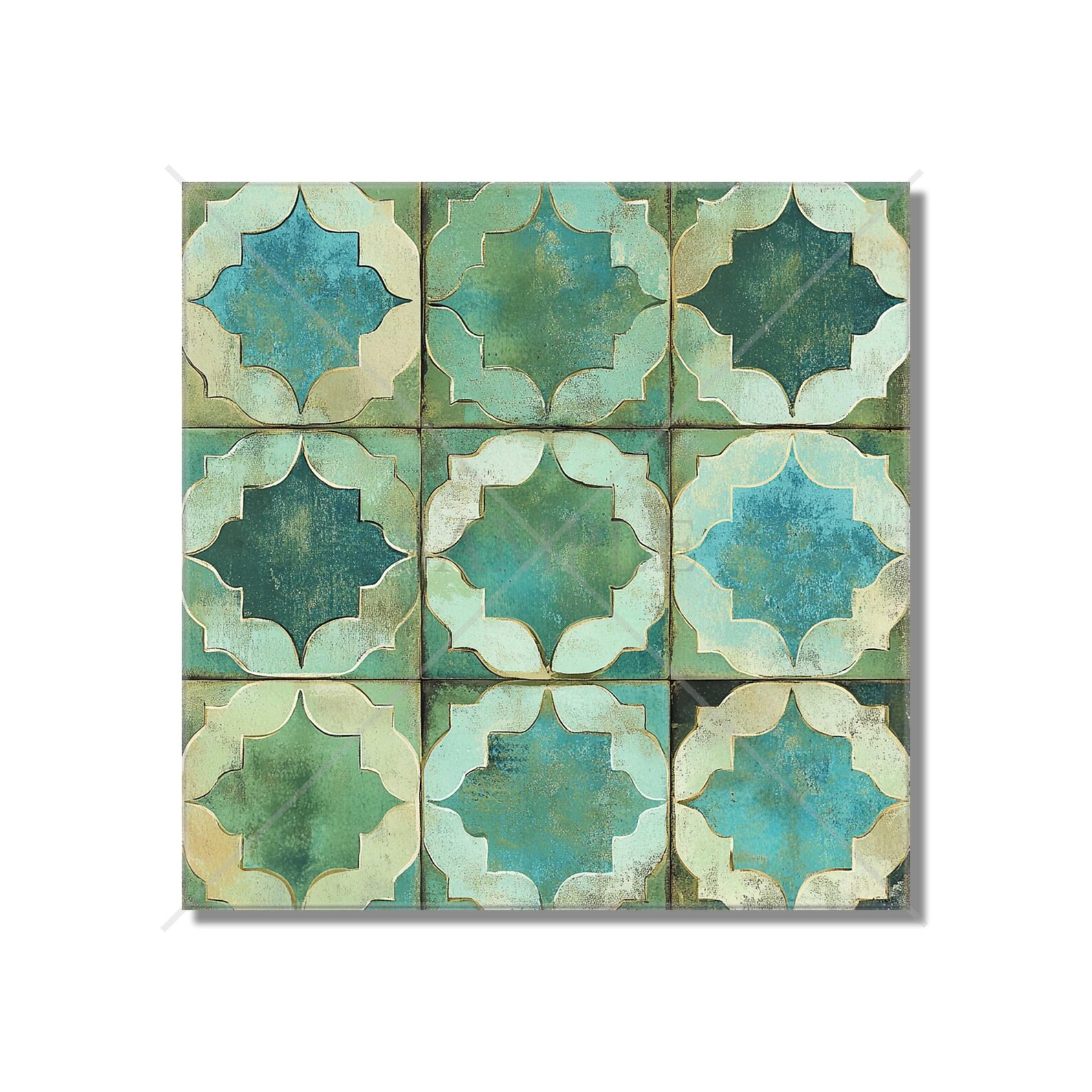 Blue Green Ceramic Tile Vintage Moroccan Tile Design Patterned Kitchen ...