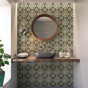 Ceramic Tile Sage Green Patterned Vintage Design Kitchen Backsplash ...