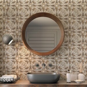 Neutral Tones Patterned Ceramic Tile - Light Brown Kitchen Backsplash ...