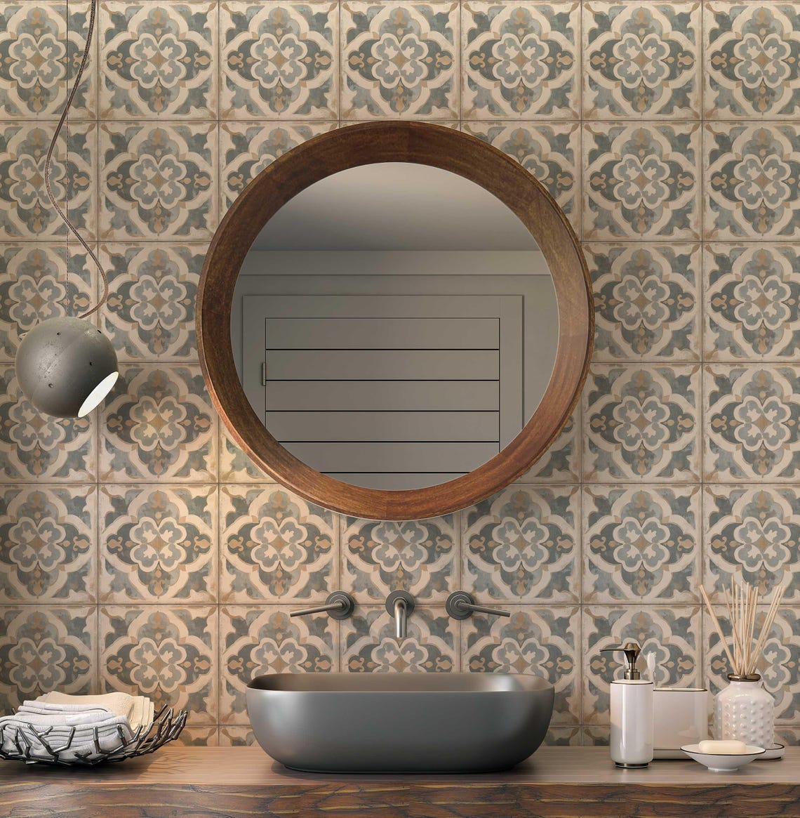 Antique Blue Beige Ceramic Tile Patterned Kitchen Backsplash Tiles ...