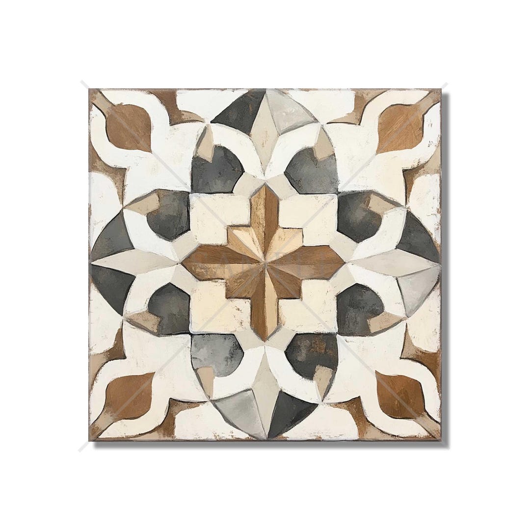 Vintage Neutral Tones Ceramic Tile Unique Patterned Kitchen Backsplash ...