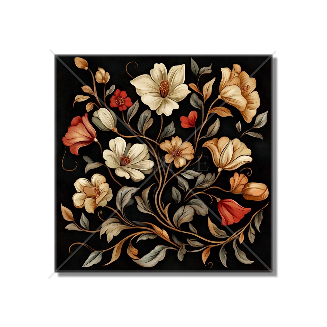 Multi Colored Floral Ceramic Tiles - Floral Accent Tiles - Floral ...
