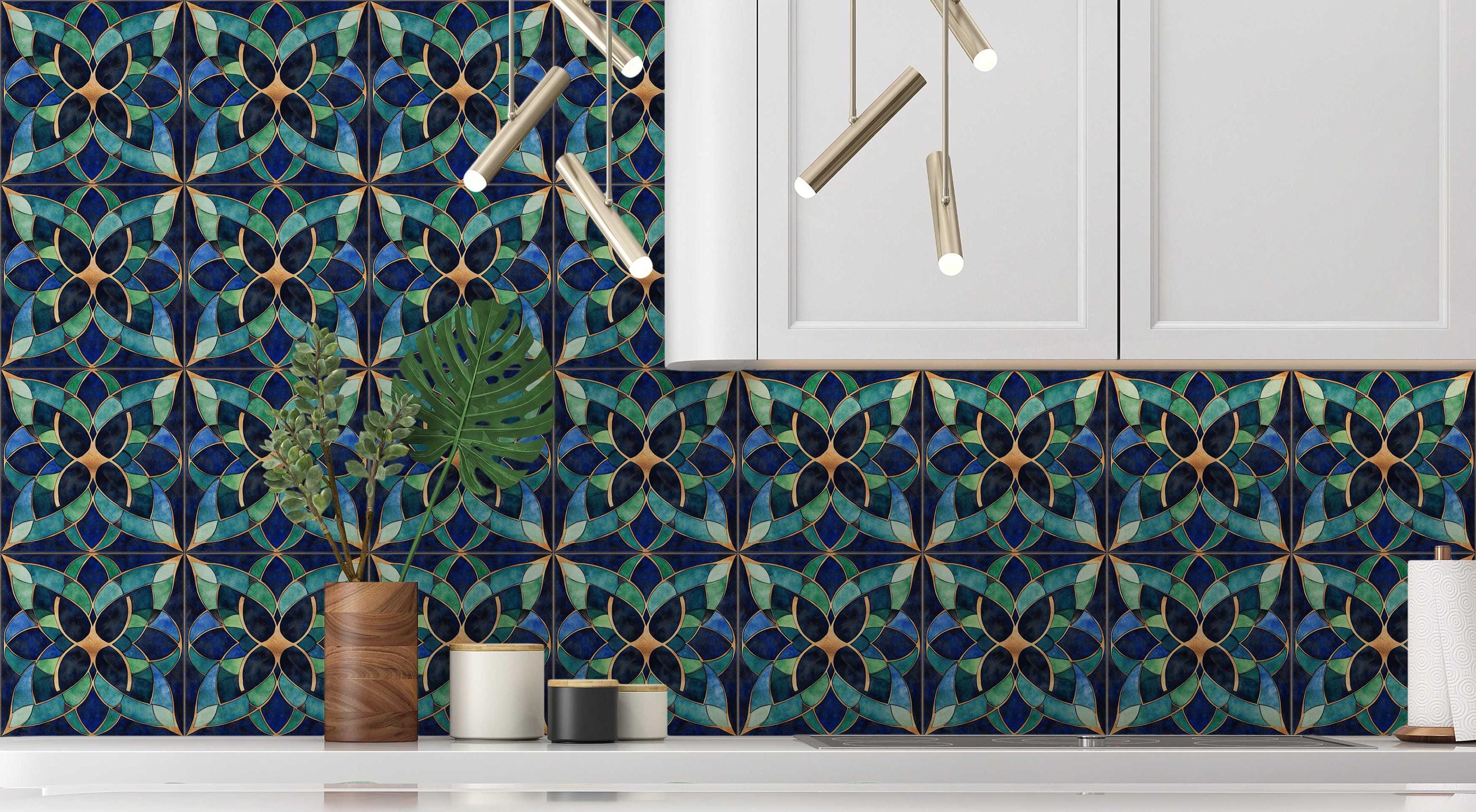 Modern Blue and Green Ceramic Tile - Design Kitchen Backsplash Tile ...
