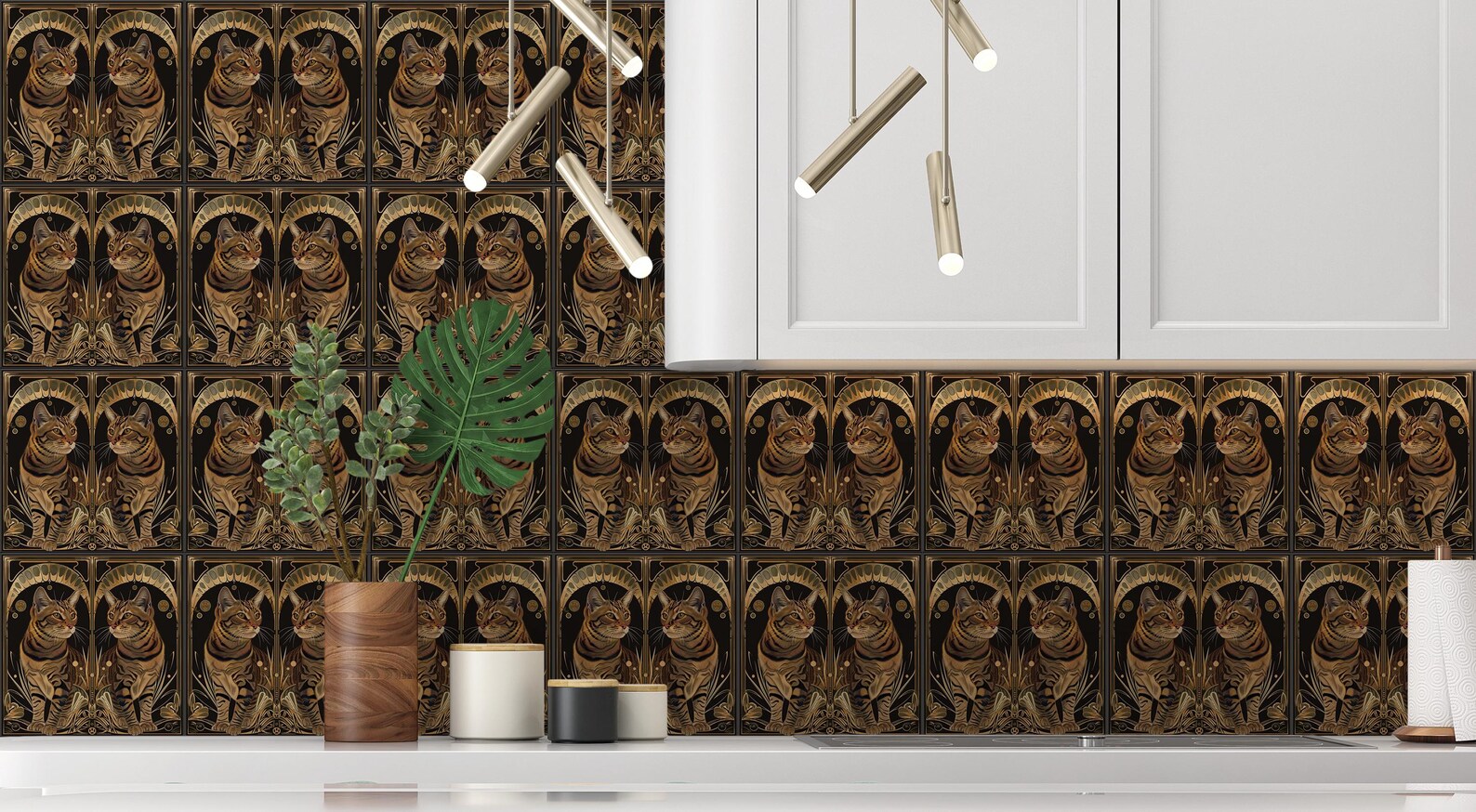 Tiger Striped Cat Ceramic Tile - Kitchen Backsplash and Bathroom ...