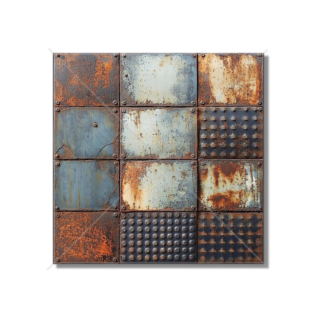Industrial Metal Printed Design Ceramic Tile Unique Kitchen Backsplash ...