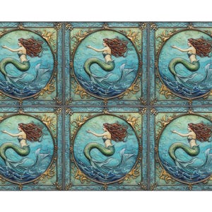 Mermaid Design Ceramic Tile - Mermaid Home Decor Tile - Mermaid Accent ...