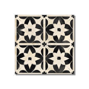 Black and Cream Ceramic Tile - Kitchen Backsplash Tile - Patterned ...