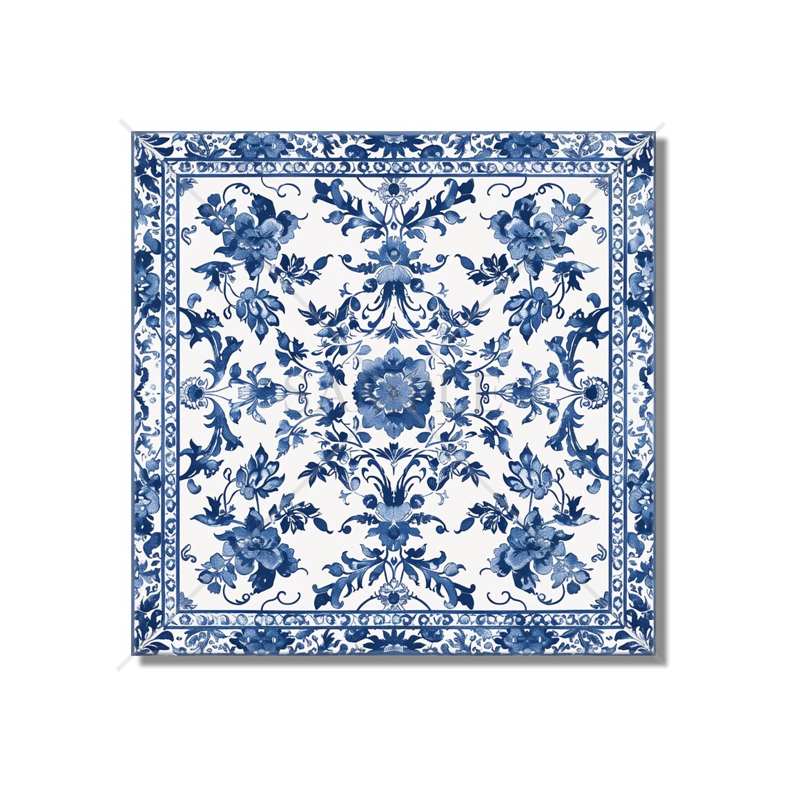 Blue and White Ceramic Tile - Vintage French Floral Tile Design - Blue ...