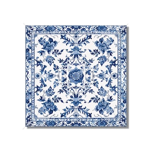 Blue and White Ceramic Tile - Vintage French Floral Tile Design - Blue ...