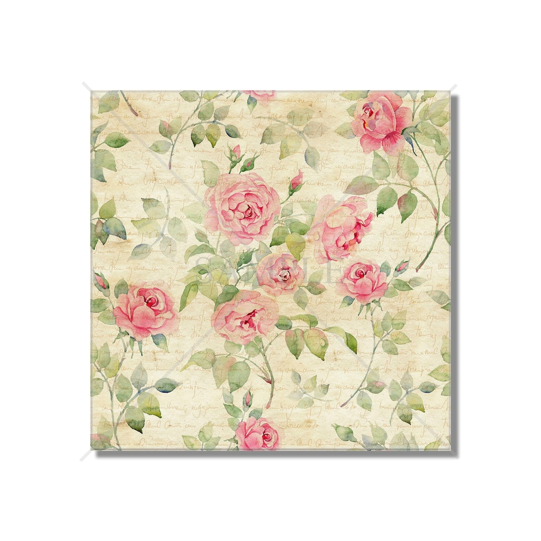 Pink Floral Ceramic Tile for Kitchen Backsplash - Pink Rose Bathroom ...