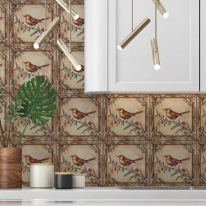 Vintage Bird Design Ceramic Tile - Ceramic Tiles With Birds - Bird ...