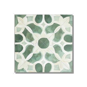 Green Patterned Ceramic Tile - Vintage Moroccan Design Green Kitchen ...