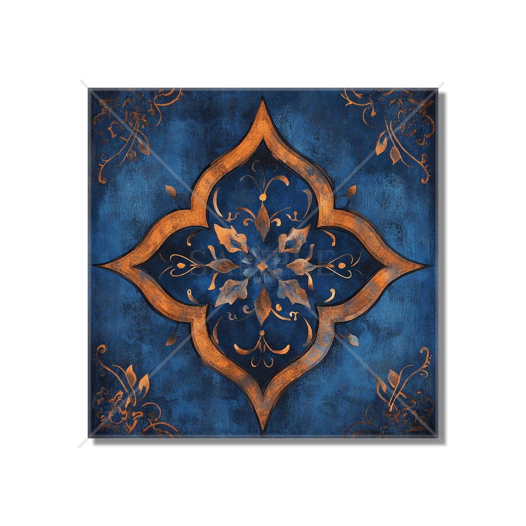 Dark Blue Patterned Ceramic Tile Kitchen Backsplash Tile Bathroom Wall ...