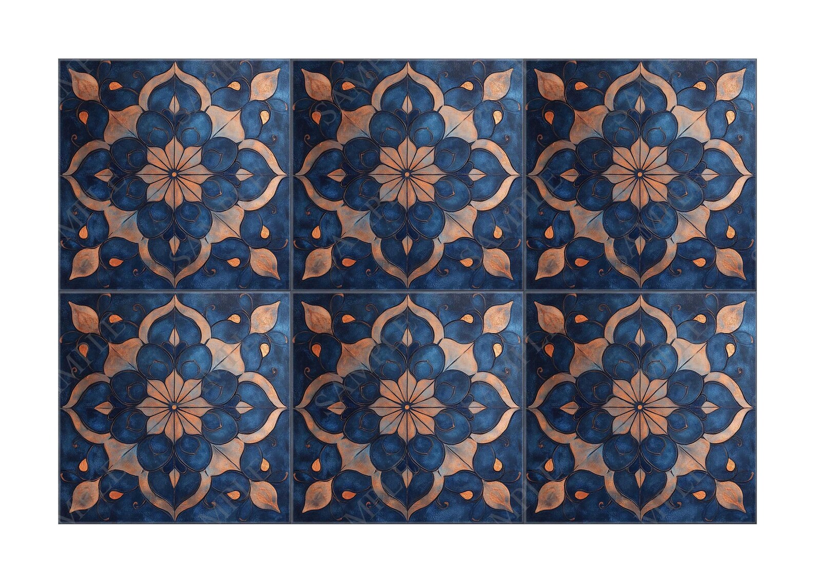 Dark Blue Patterned Ceramic Tile Kitchen Backsplash Tile Bathroom Wall ...