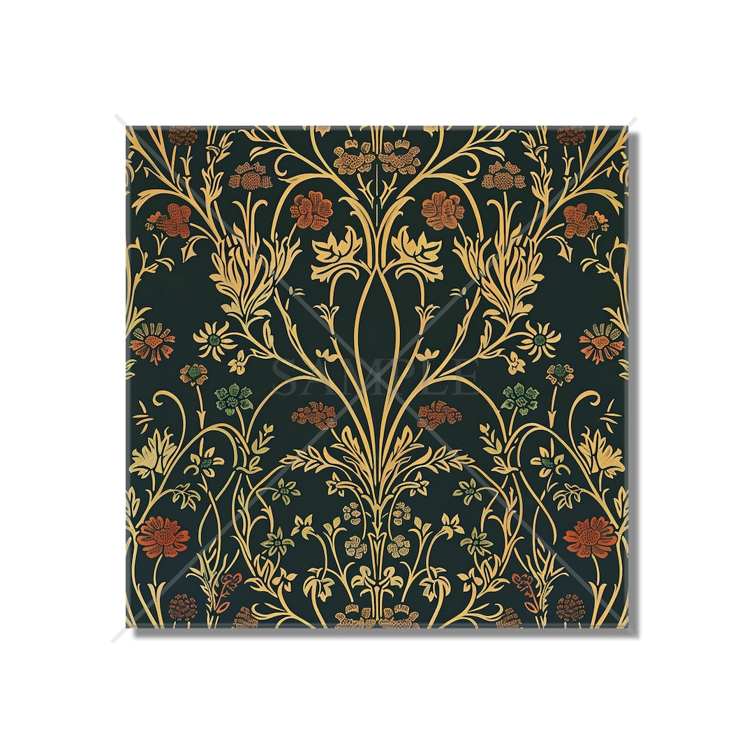 Moody Floral William Morris Design Ceramic Tile Art Nouveau Kitchen ...