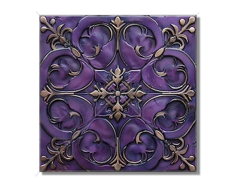 Purple Ceramic Accent Tile Patterned Tile Purple Design Backsplash Tile ...