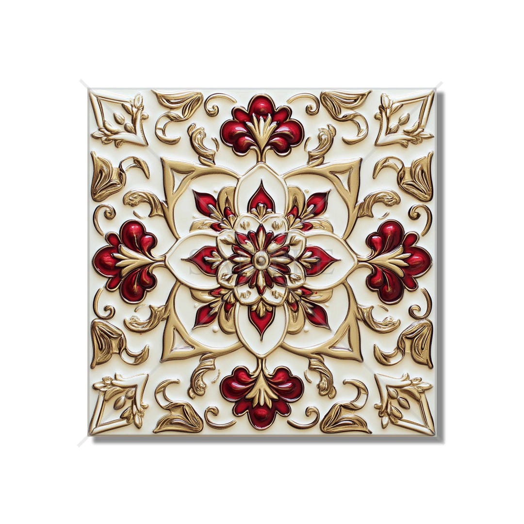 Red Ceramic Tile Unique Patterned Red Kitchen Backsplash Tiles Red ...