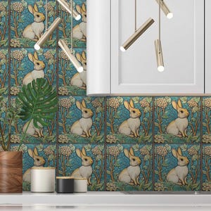 Bunny Rabbit Ceramic Tile - Vintage Design Rabbit Ceramic Tile - Rabbit ...