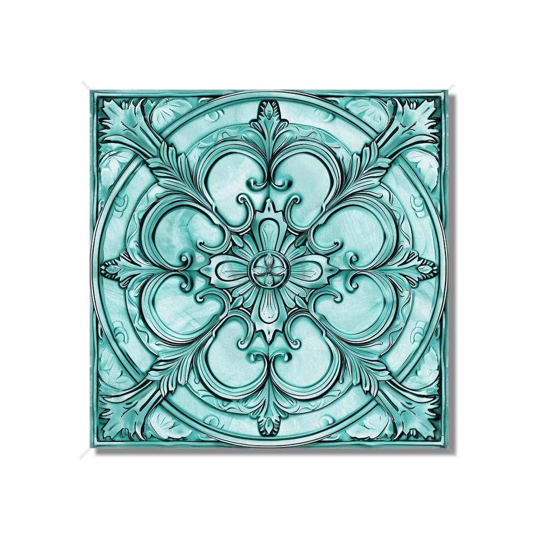 Turquoise Blue Teal Ceramic Tile - Vintage Moroccan Tile Design ...
