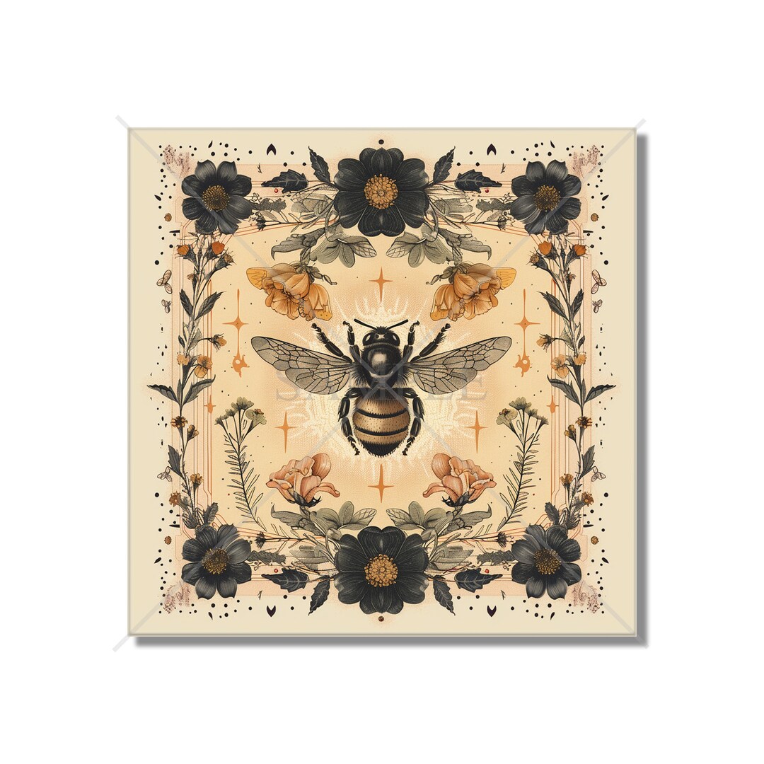 Vintage Botanical Bee Design Ceramic Tile - Kitchen Backsplash Tile ...