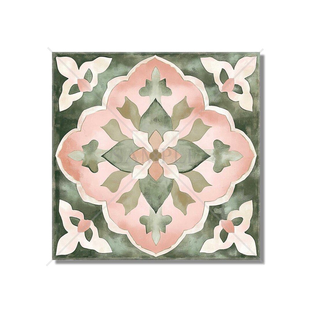 Vintage Pink and Green Design Ceramic Tile - Kitchen Backsplash Tile ...