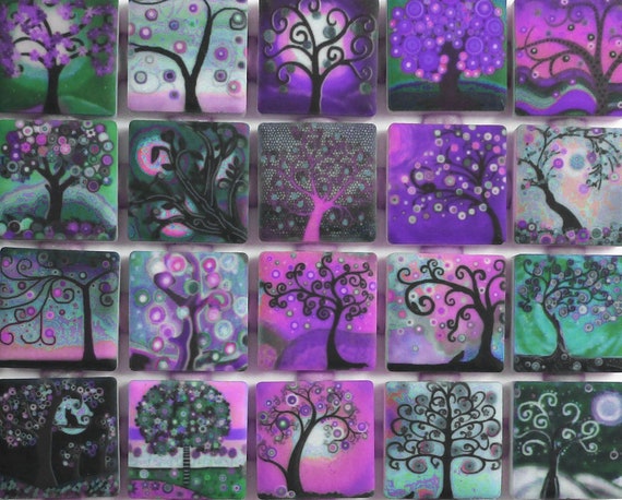 Ceramic Mosaic Tiles Funky Trees Tree Art Designs Mosaic | Etsy