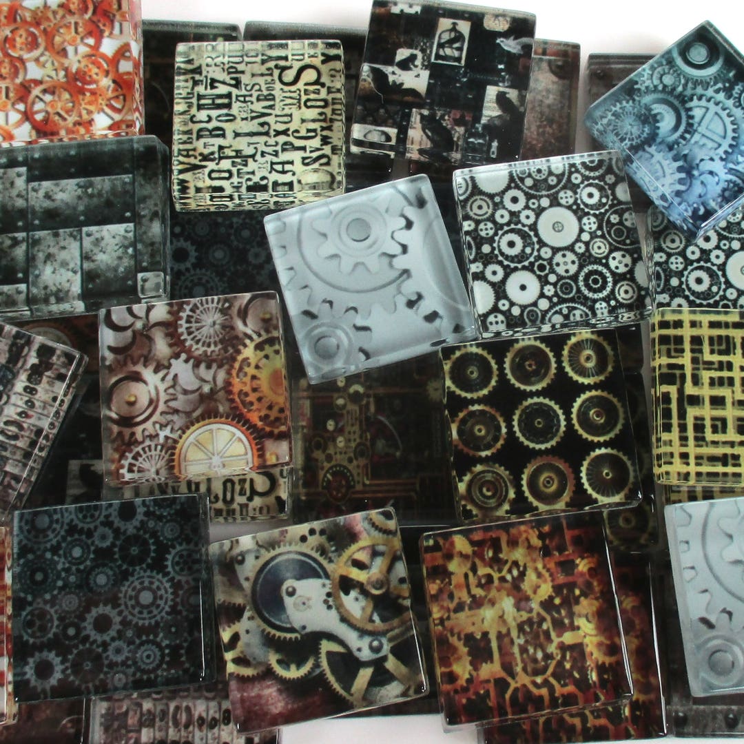 Steampunk Mixed Patterns Glass Mosaic Tiles Glass Mosaic Tiles - Etsy