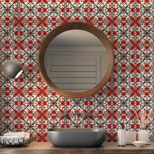 Red Black Decorative Ceramic Tile Unique Red Kitchen Backsplash Tile ...