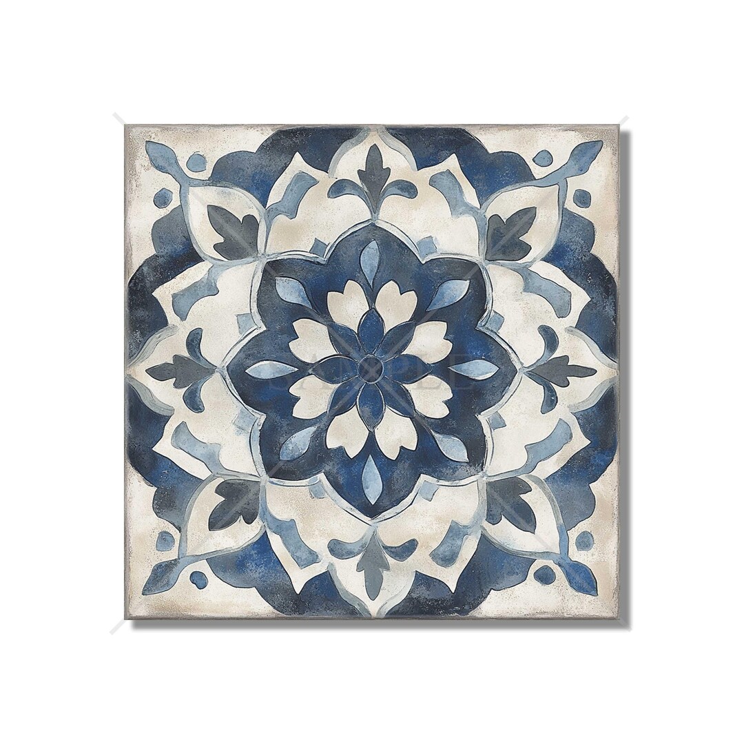 Blue Grey Ceramic Tile Patterned Vintage Design Kitchen Backsplash ...