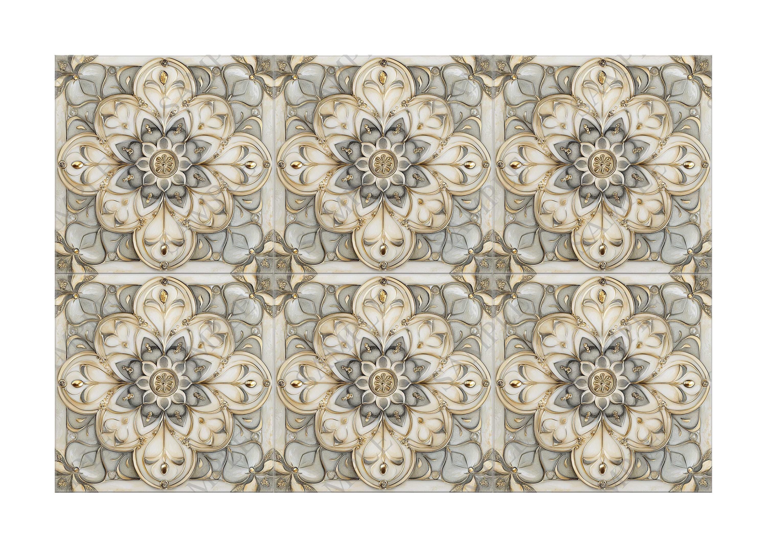 Vintage Beige Gray Ceramic Tile Patterned Kitchen Backsplash Tile ...