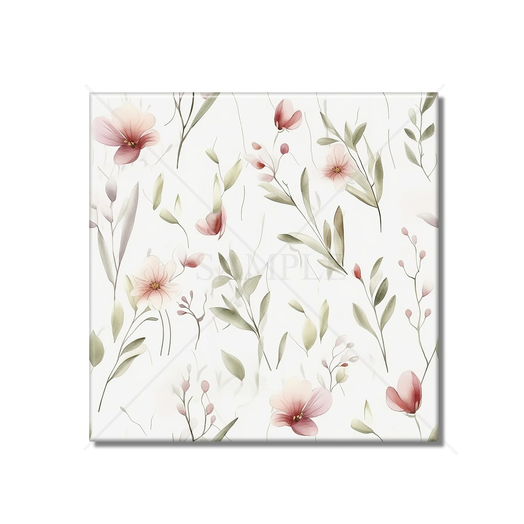 Botanical Floral Ceramic Tile Botanical Kitchen Backsplash Tile ...