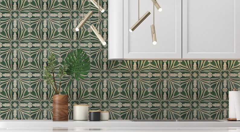 Green Beige Ceramic Tile - Vintage Moroccan Tile Design - Kitchen ...
