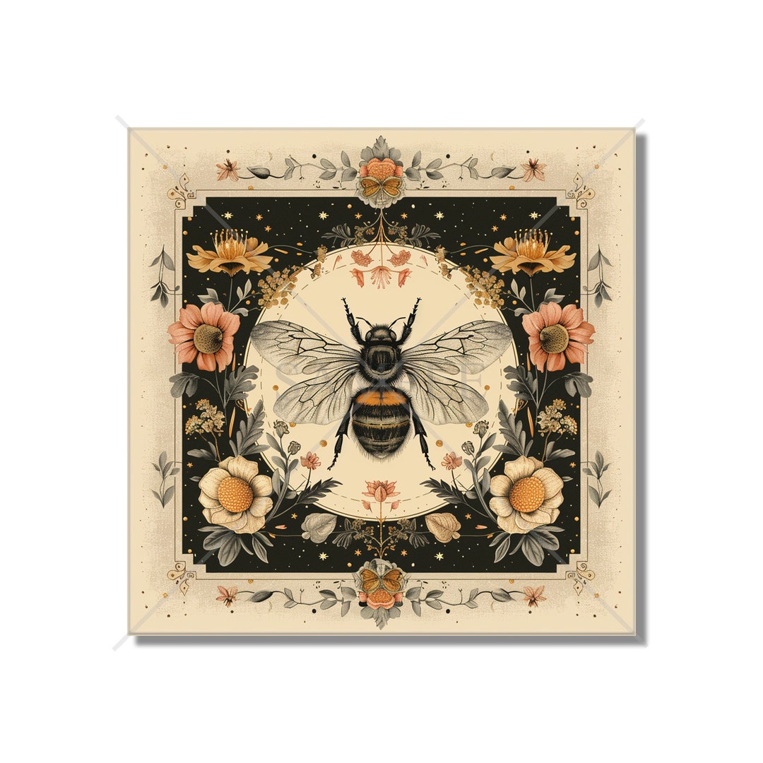 Vintage Botanical Bee Design Ceramic Tile - Kitchen Backsplash Tile ...