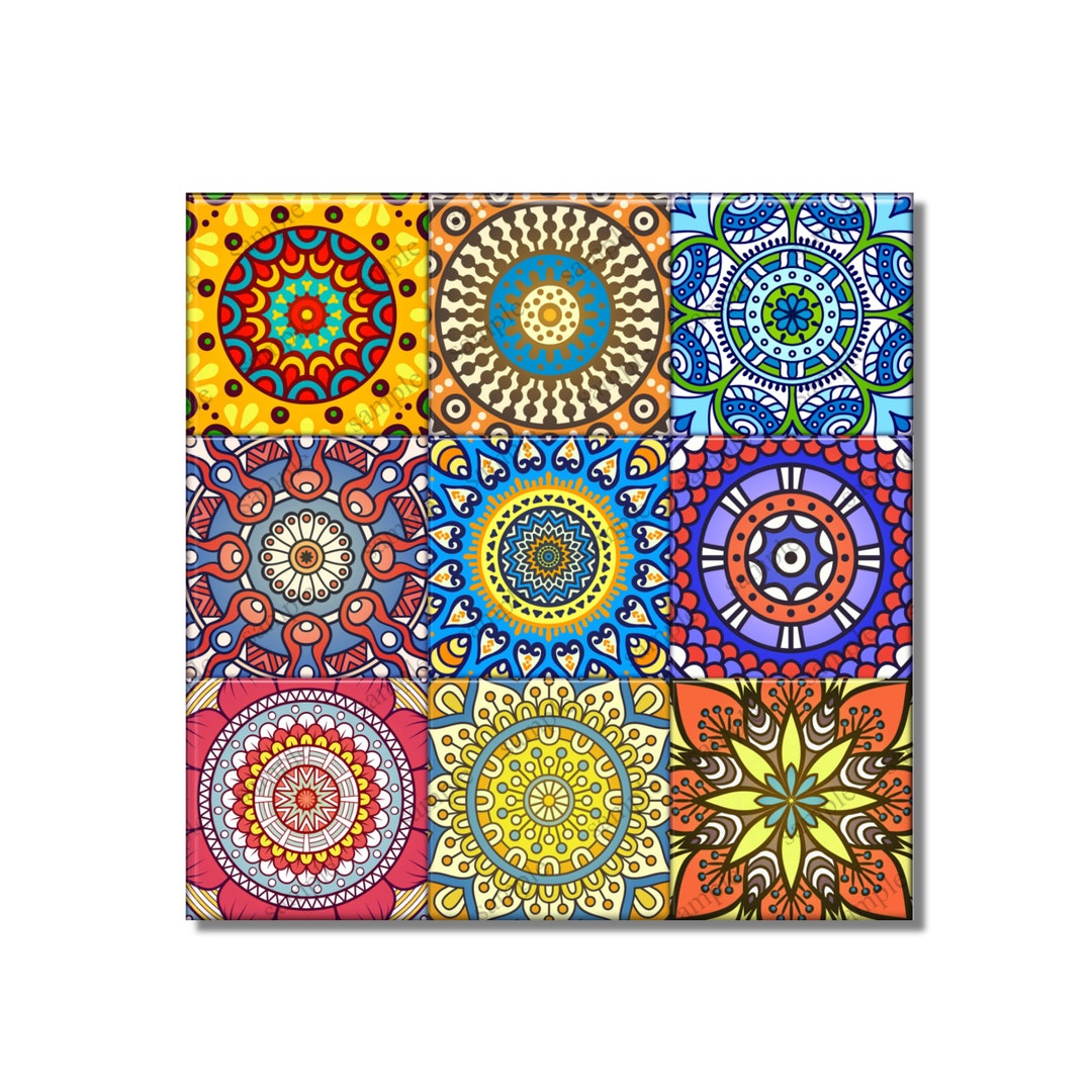 Patchwork Ceramic Wall Tiles Bright Colors Mix 9 Piece - Etsy