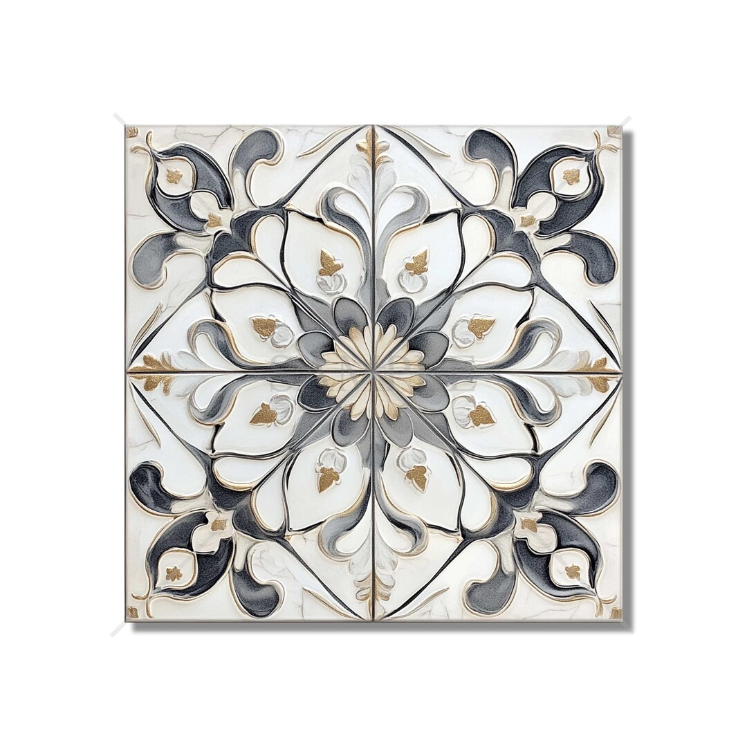 Ceramic Tile Gray Patterned Vintage French Design Ceramic Tiles Gray ...