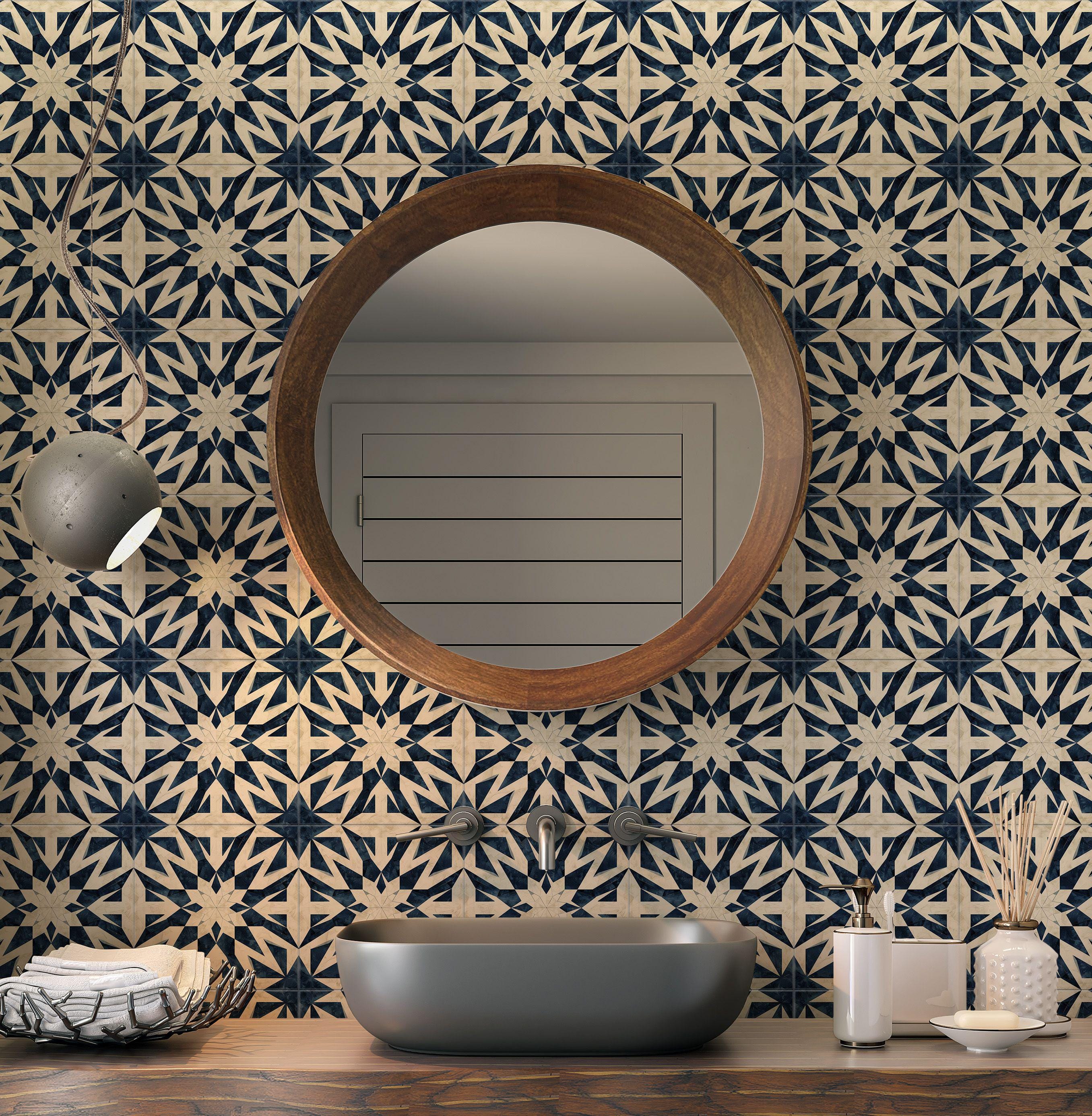 Dark Blue Ceramic Tile - Vintage Moroccan Tile Design - Unique Kitchen ...