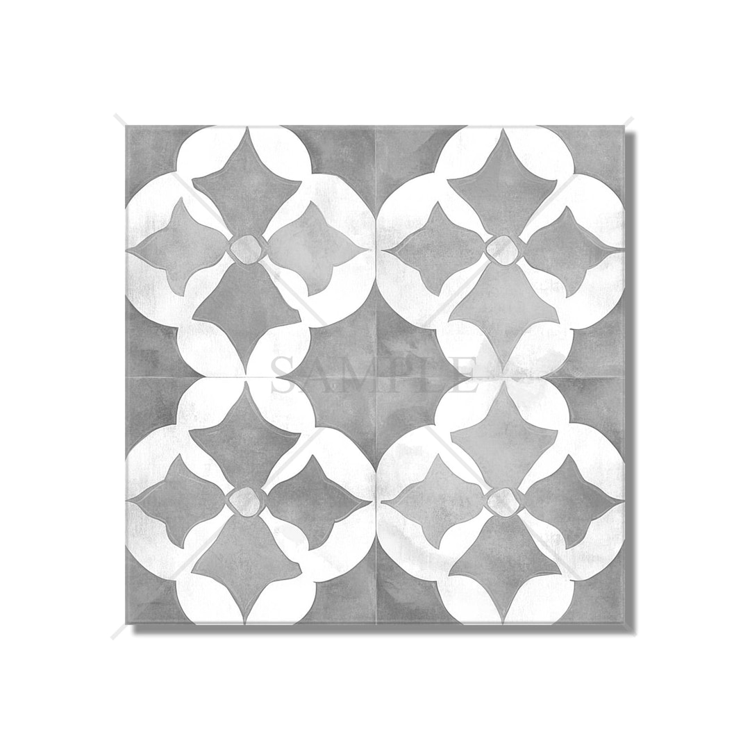 Ceramic Tile Gray White Vintage Moroccan Design Patterned Grey Kitchen ...