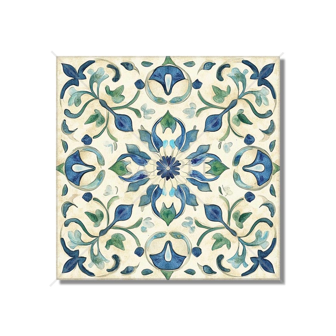 Blue Green Ceramic Tile - Vintage Moroccan Tile Design - Unique Kitchen ...