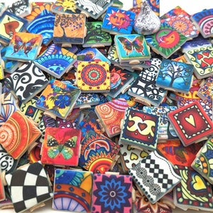 SALE 2 Pounds of Mixed Bright Ceramic Mosaic Tiles - Mixed Mosaic Tile ...