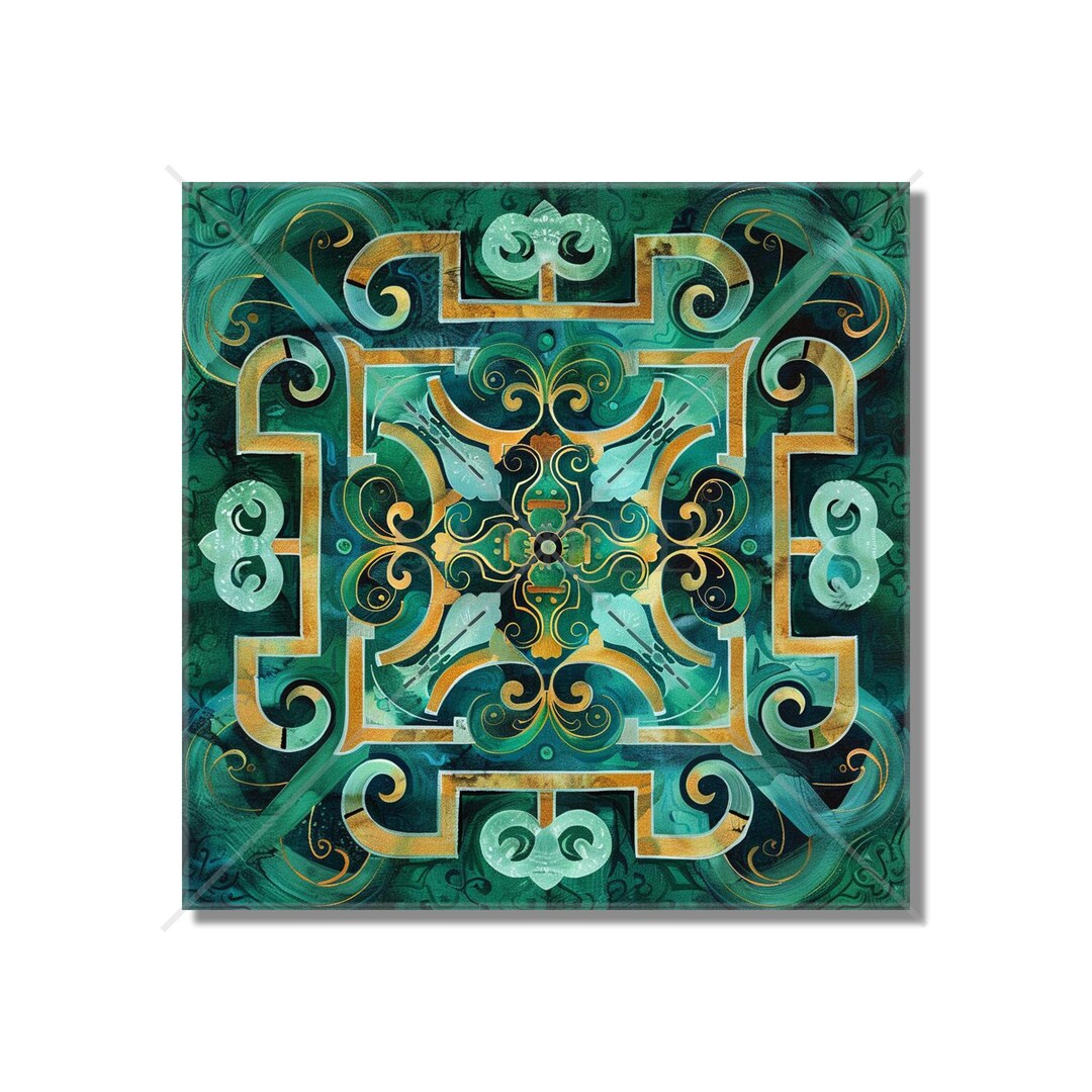 Blue Green Ceramic Tile Labyrinth Design Tile - Unique Kitchen ...