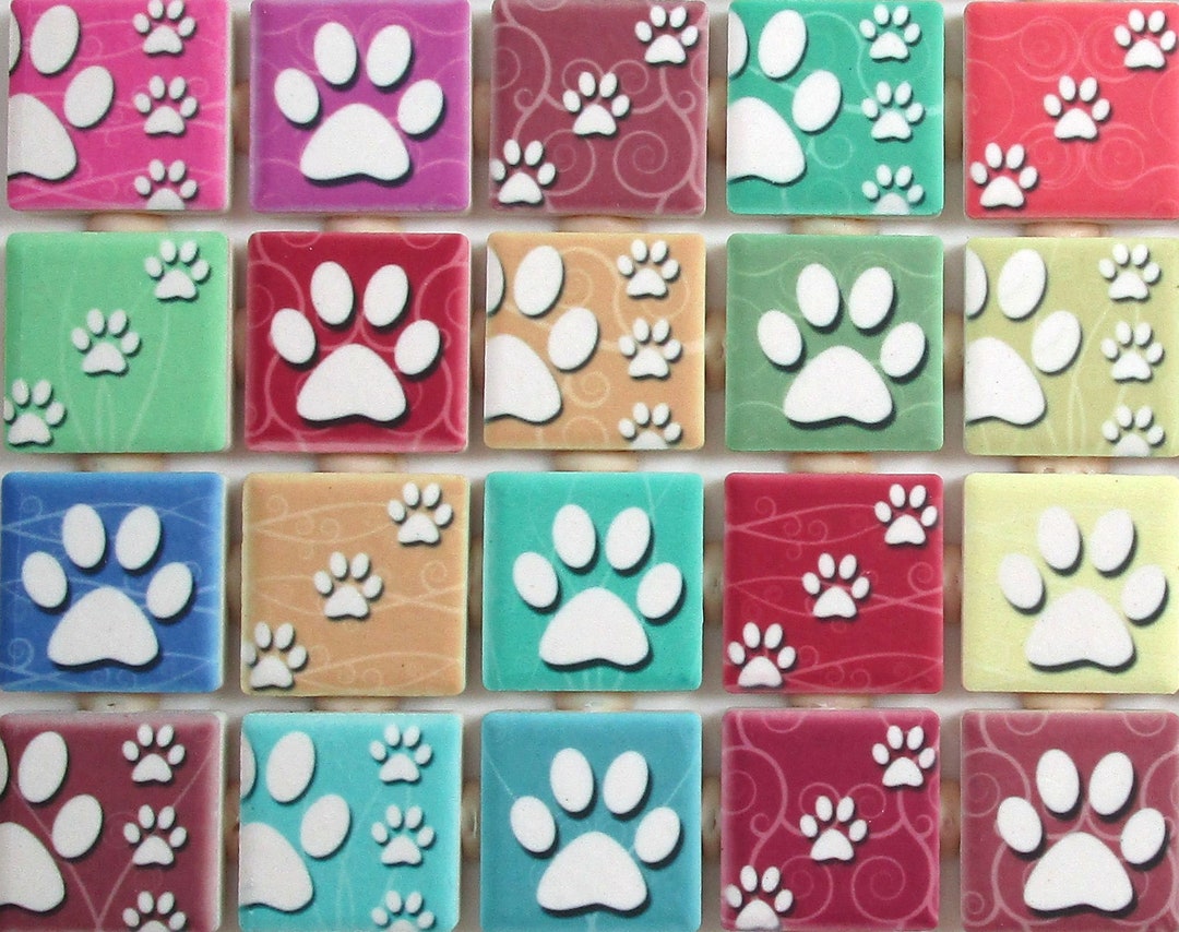 Pet Paw Prints Cat Paws Dog Paws Mosaic Tiles Ceramic Mosaic Tiles ...