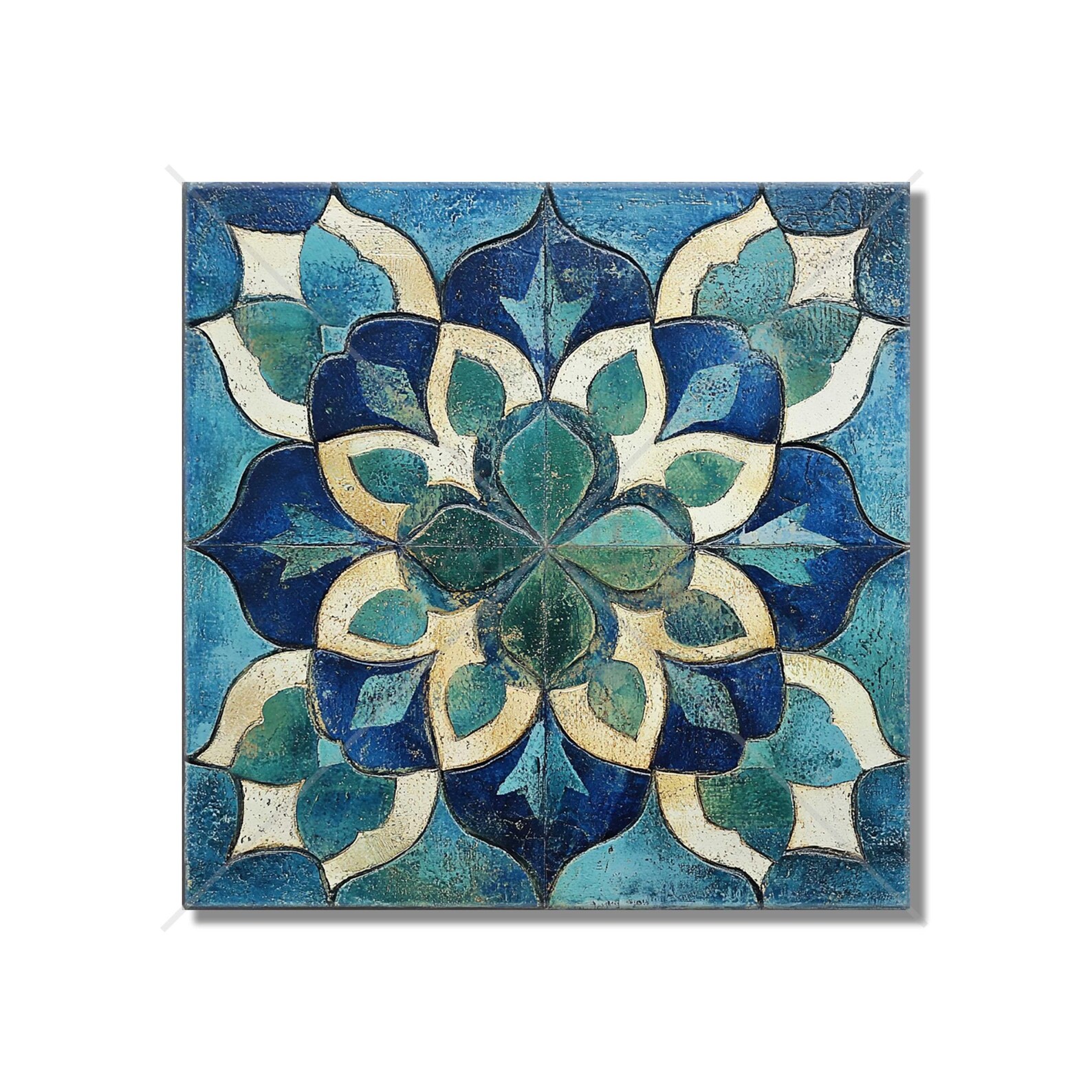 Blue Green Turquoise Ceramic Tile - Vintage Moroccan Tile Design ...
