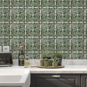 Green Beige Ceramic Tile - Vintage Moroccan Tile Design - Kitchen ...