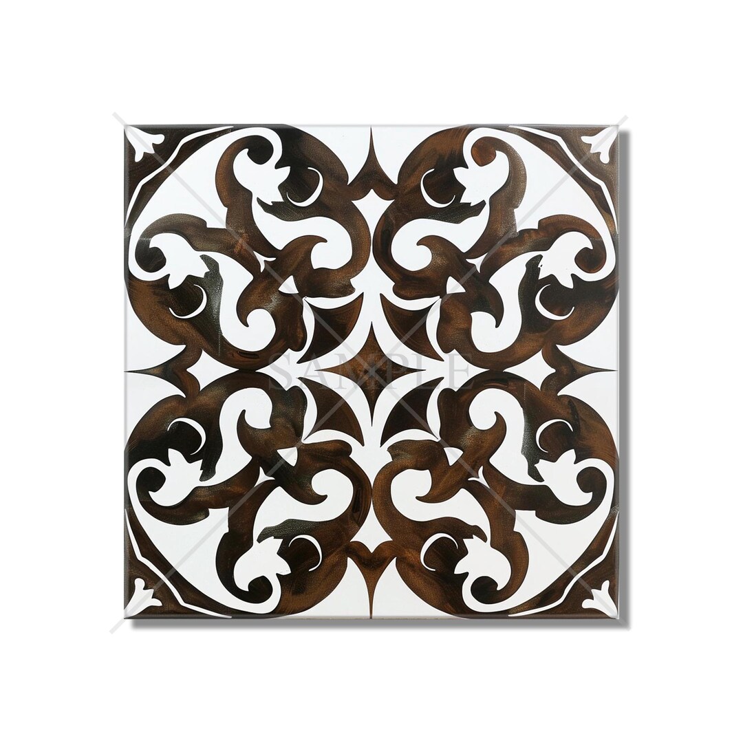 Dark Brown Patterned Ceramic Tile - Dark Brown Kitchen Backsplash Tile ...