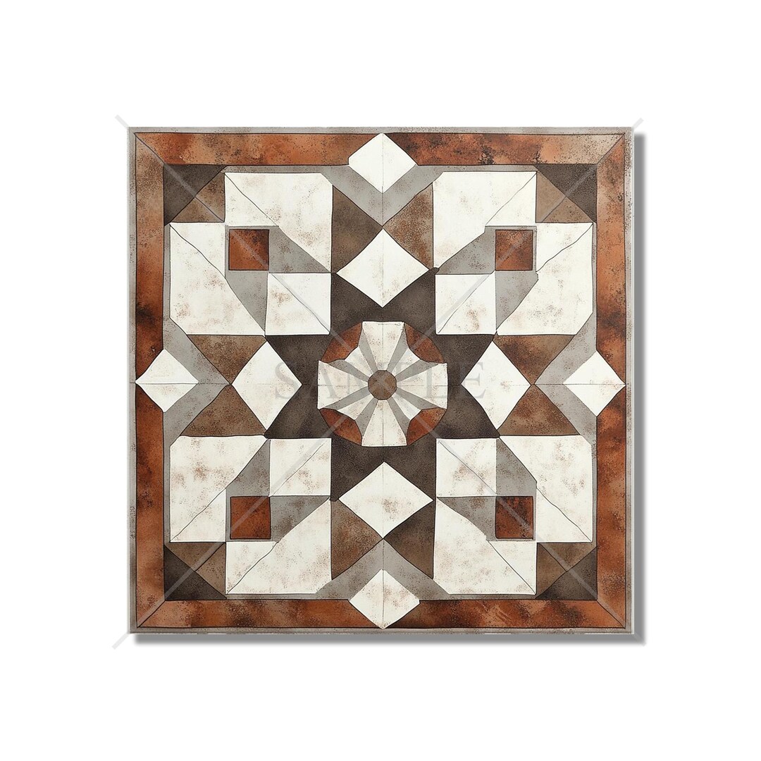 Mid-century Modern Design Tile Rust Copper Black Kitchen Backsplash ...