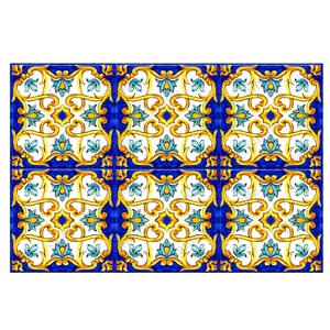 Blue Yellow Italian Design Ceramic Tile Ceramic Accent Tile - Kitchen ...