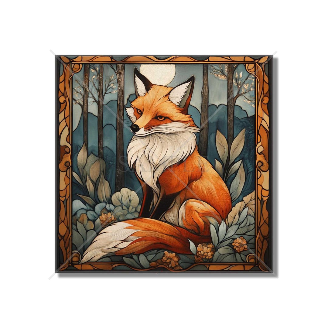 Fox Design Ceramic Tile - Vintage Woodland Fox Design Ceramic Tile ...