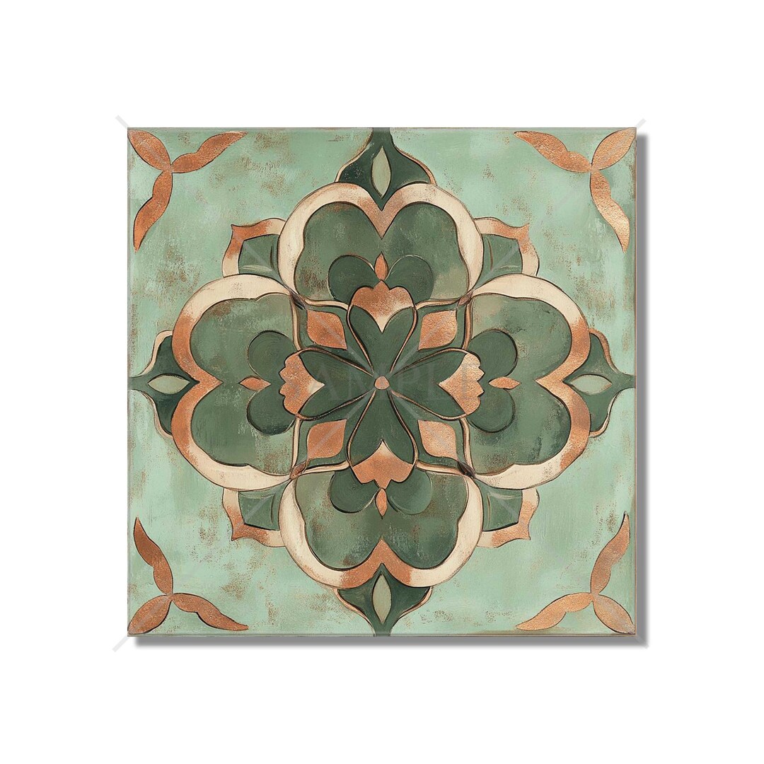 Aged Green Copper Ceramic Tile - Vintage Aged Design Tile - Unique ...