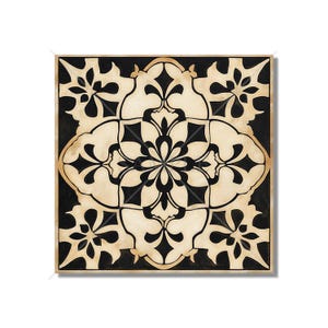 Black and Cream Ceramic Tile - Kitchen Backsplash Tile - Patterned ...