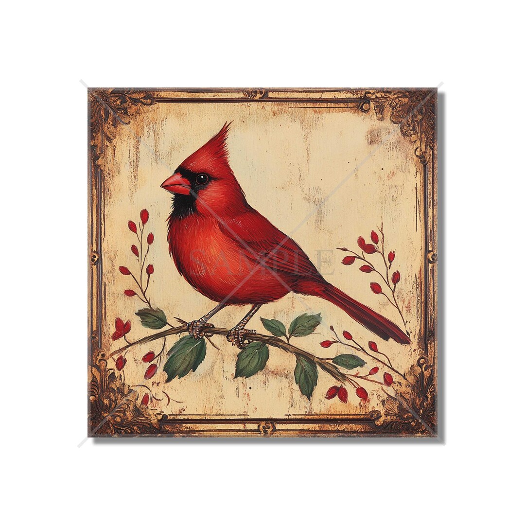 Vintage Bird Design Ceramic Tile - Ceramic Tiles With Birds Cardinal ...